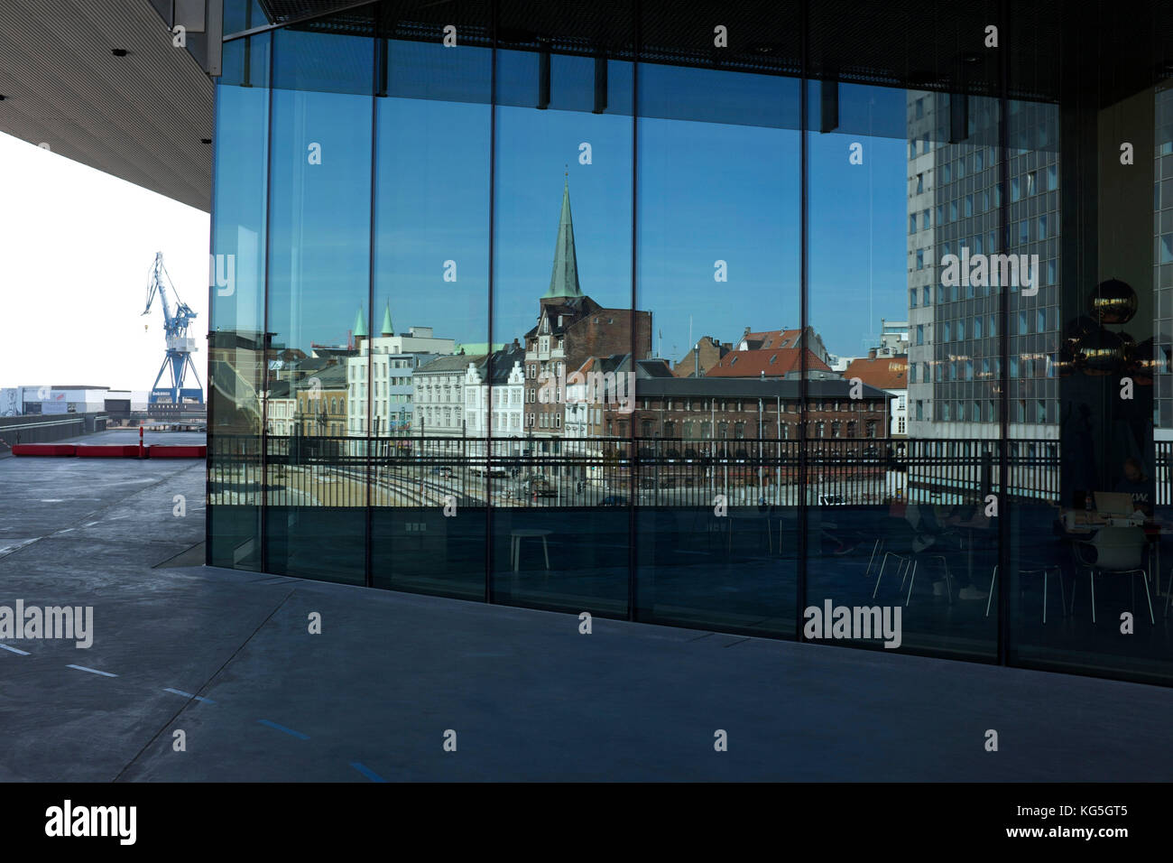 Aarhus, Dokk1 - the biggest library of Scandinavia, architecture detail ...