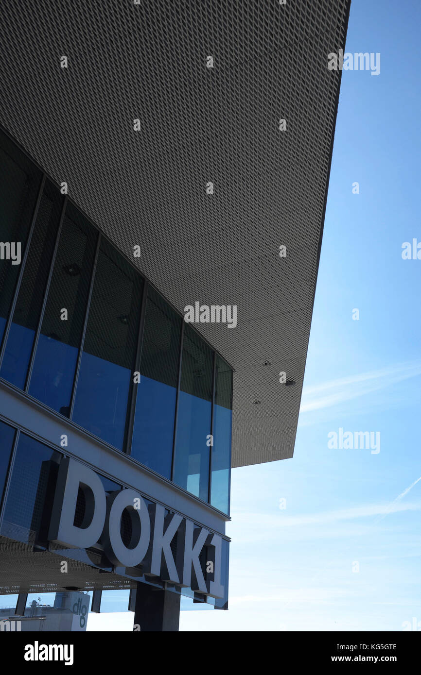 Aarhus, Dokk1 - the biggest library of Scandinavia, architecture detail ...