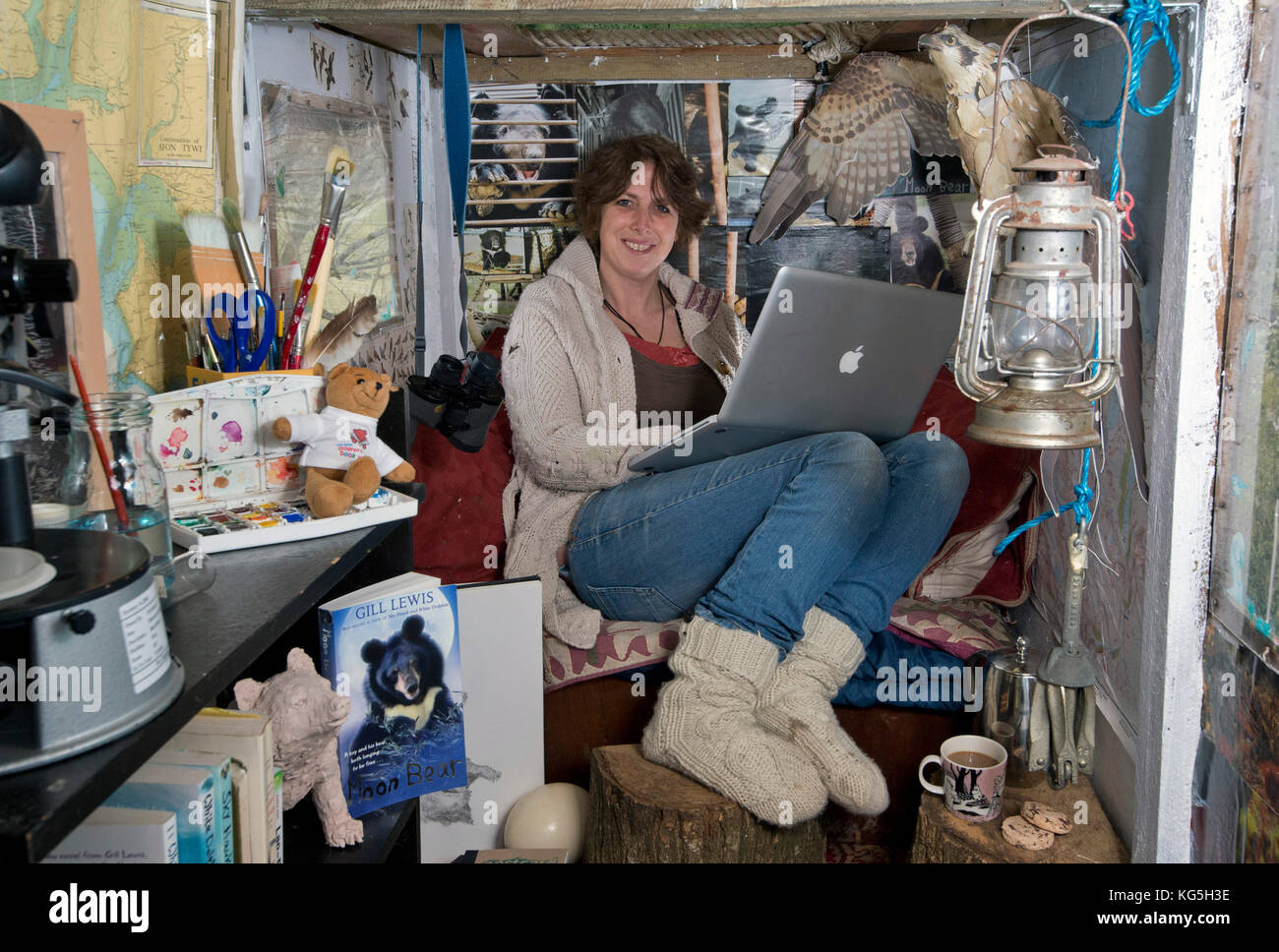 Gill Lewis, children's author in her tree house Stock Photo - Alamy