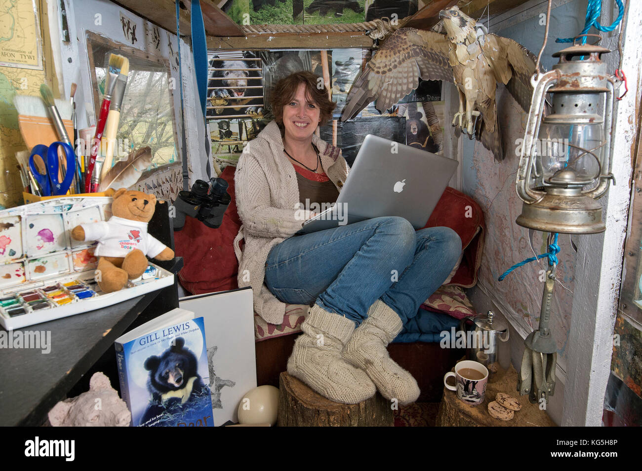 Gill Lewis, children's author in her tree house Stock Photo - Alamy