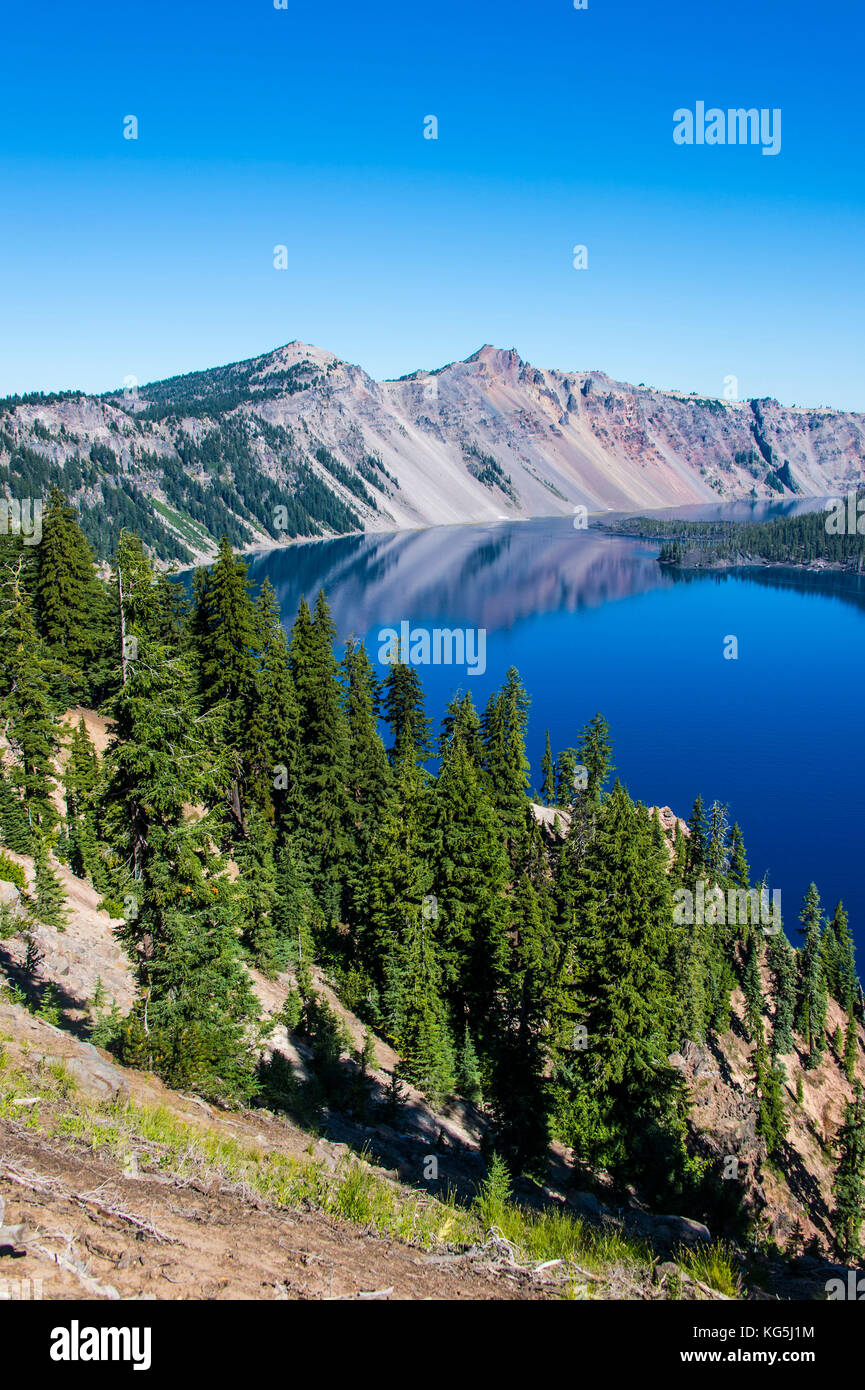 The huge caldera of the Crater lake National Park, Oregon, USA Stock ...