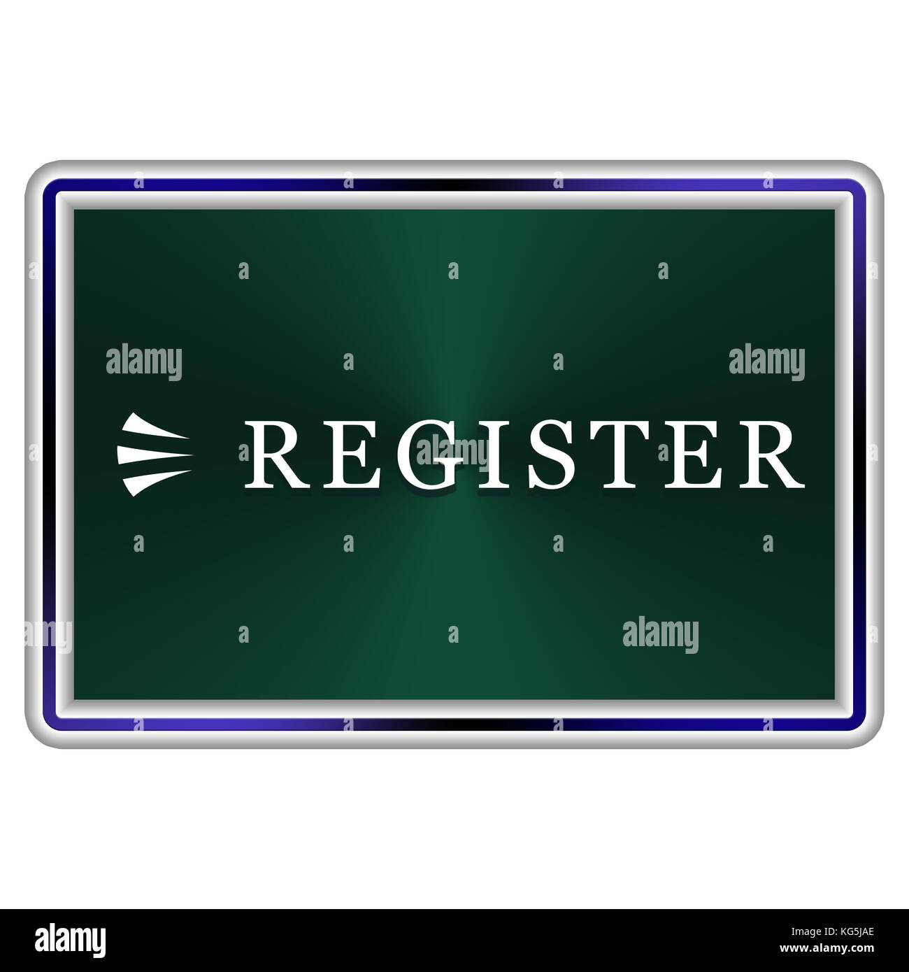 Blue-green isolated register button with arrows Stock Photo - Alamy