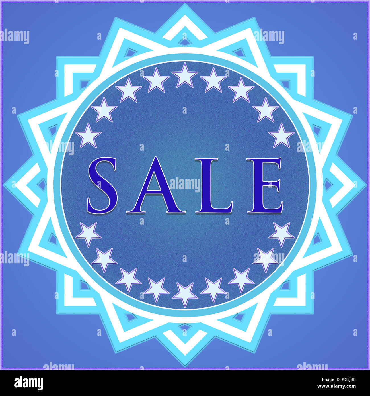 Blue sale label with a pattern, star on a white background Stock Photo ...
