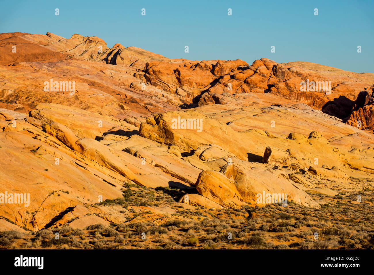 Overlook over the redrock sandstone formations in the Valley of fire ...