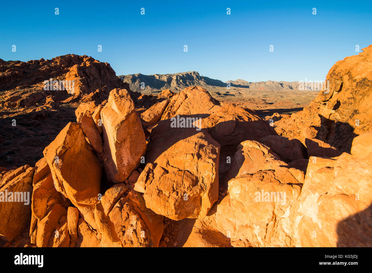 Redrock Sandstone formations at sunrise in the Valley of fire state ...