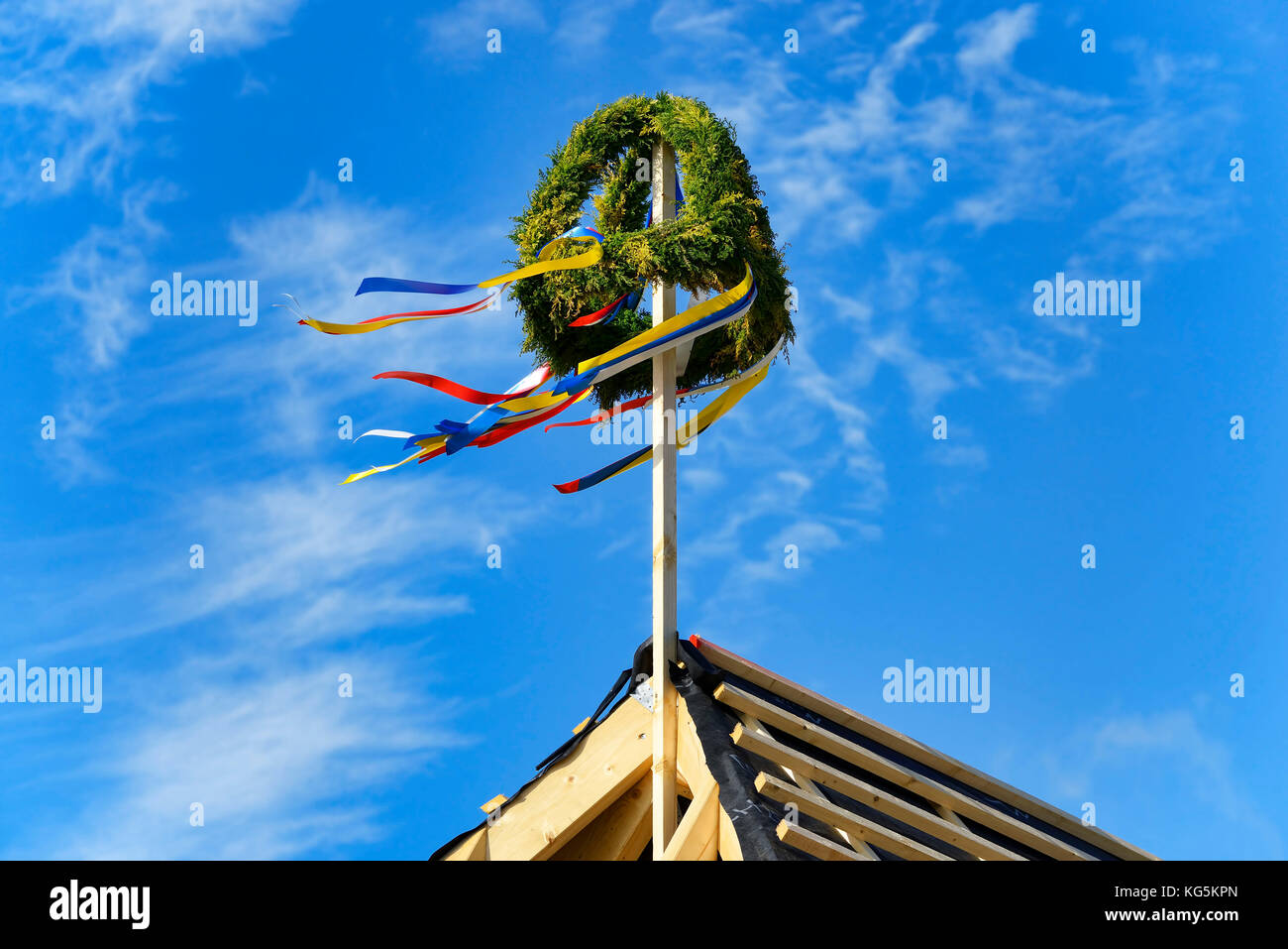 topping-out wreath, house building Stock Photo - Alamy