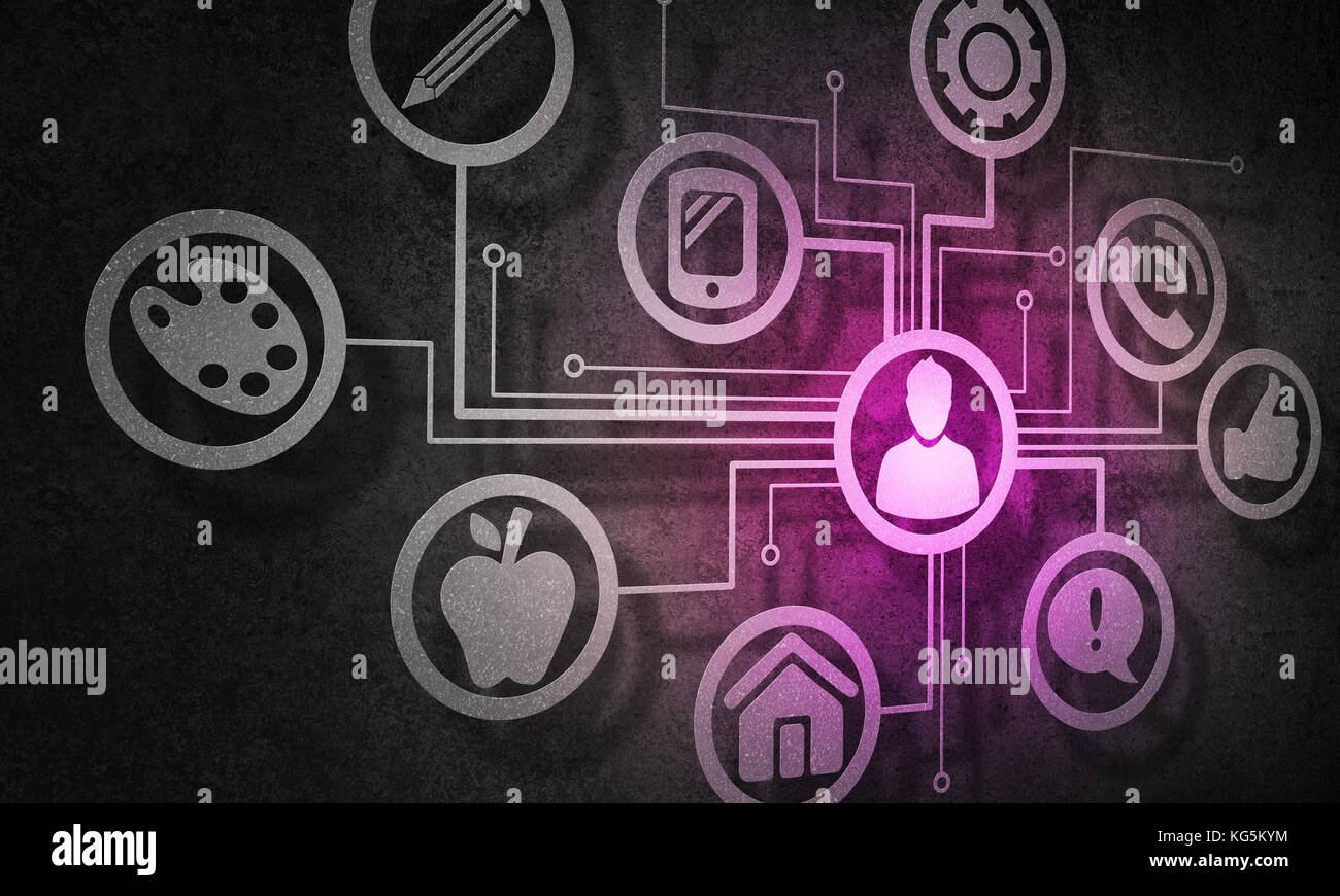 Digital background with social interaction and connection concept. 3D ...