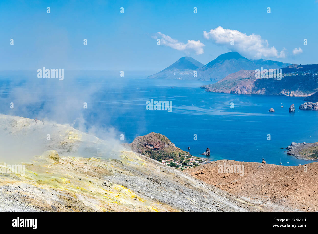 Volcano, Messina district, Sicily, Italy, Europe. Sulfur fumaroles on ...