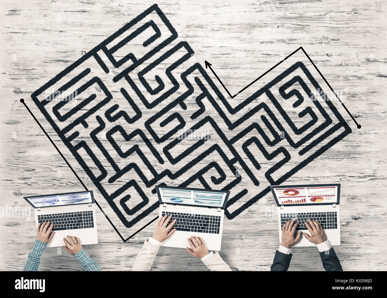 Group of people with devices in hands working together to find right ...