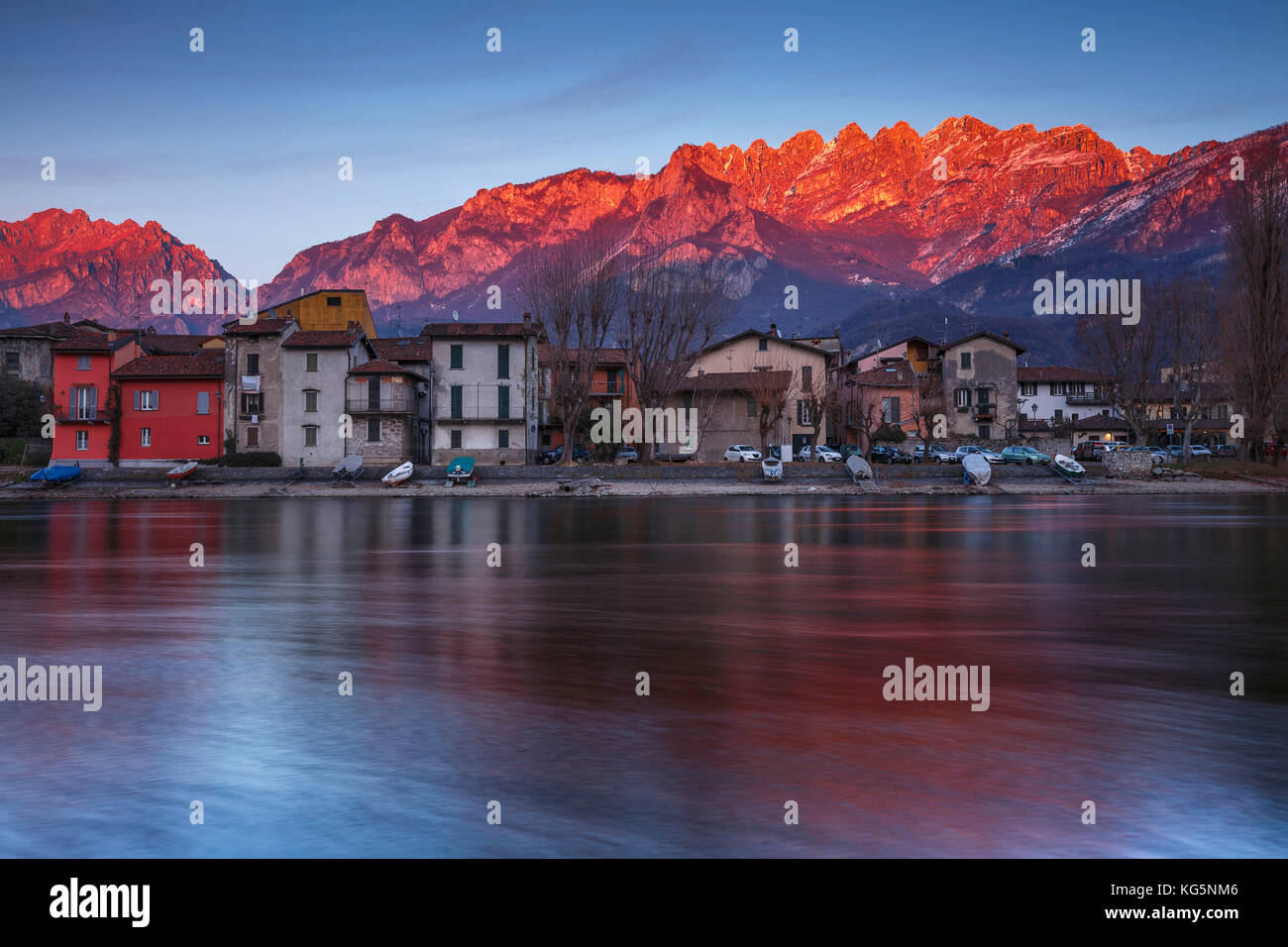 Sunset on Pescarenico, lecco province, Lombardy, Italy, Europe Stock ...
