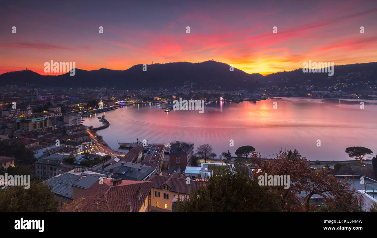 Sunset on Como, lake Como, Lombardy, Italy, Europe Stock Photo - Alamy