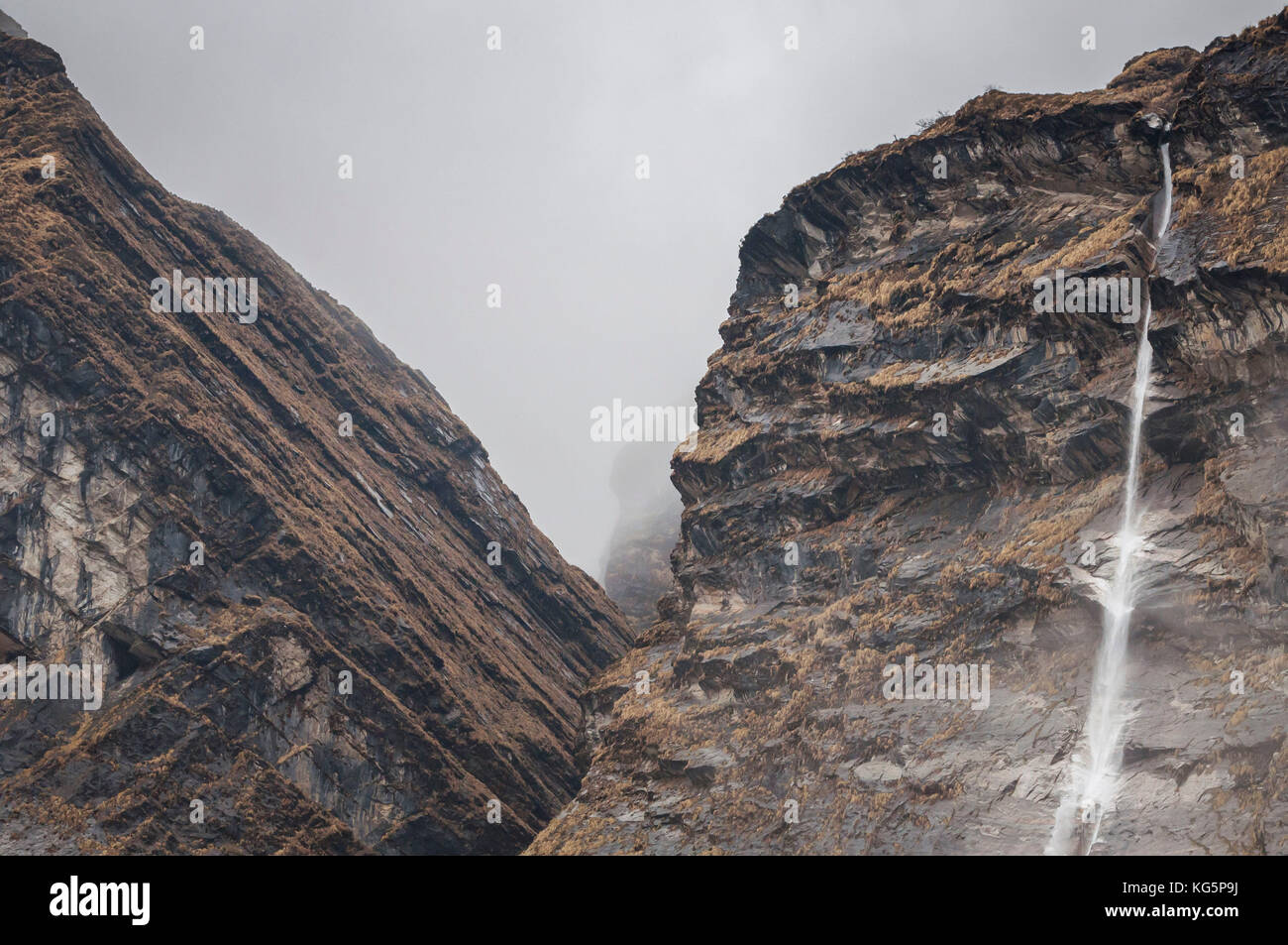 Himalayan waterfall, Annapurna region, Nepal, Asia Stock Photo - Alamy