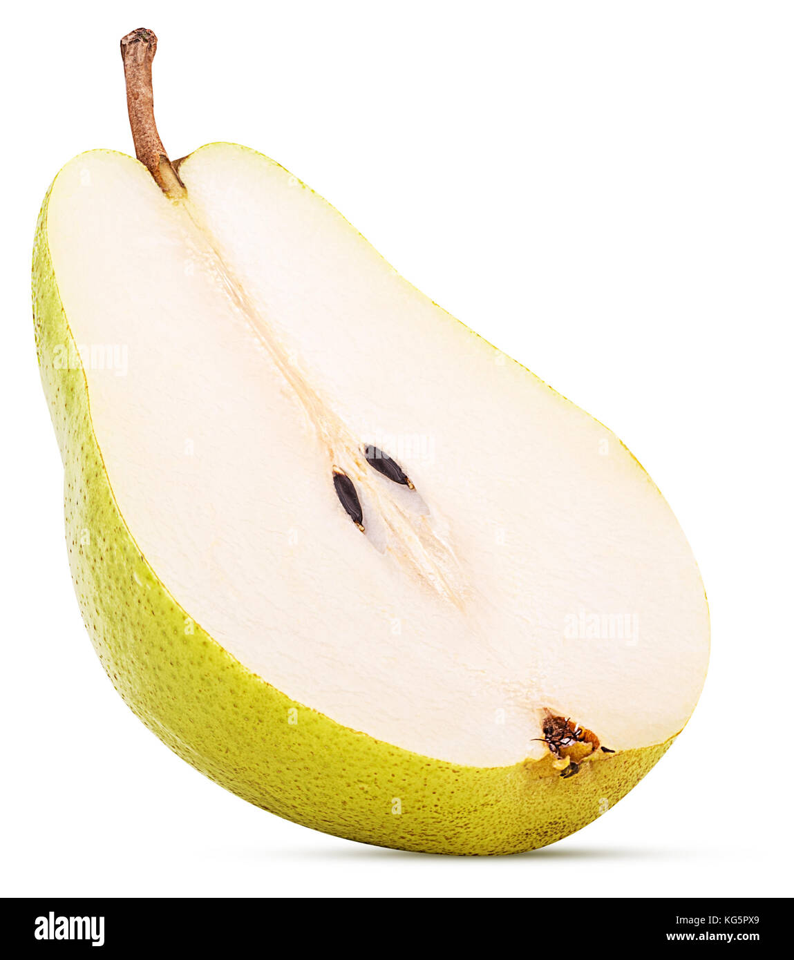 Fresh pears cut in half isolated on white background Stock Photo - Alamy