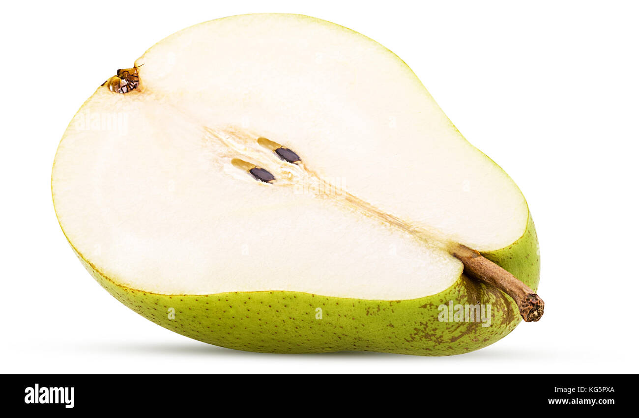 Fresh pears cut in half isolated on white background Clipping Path ...