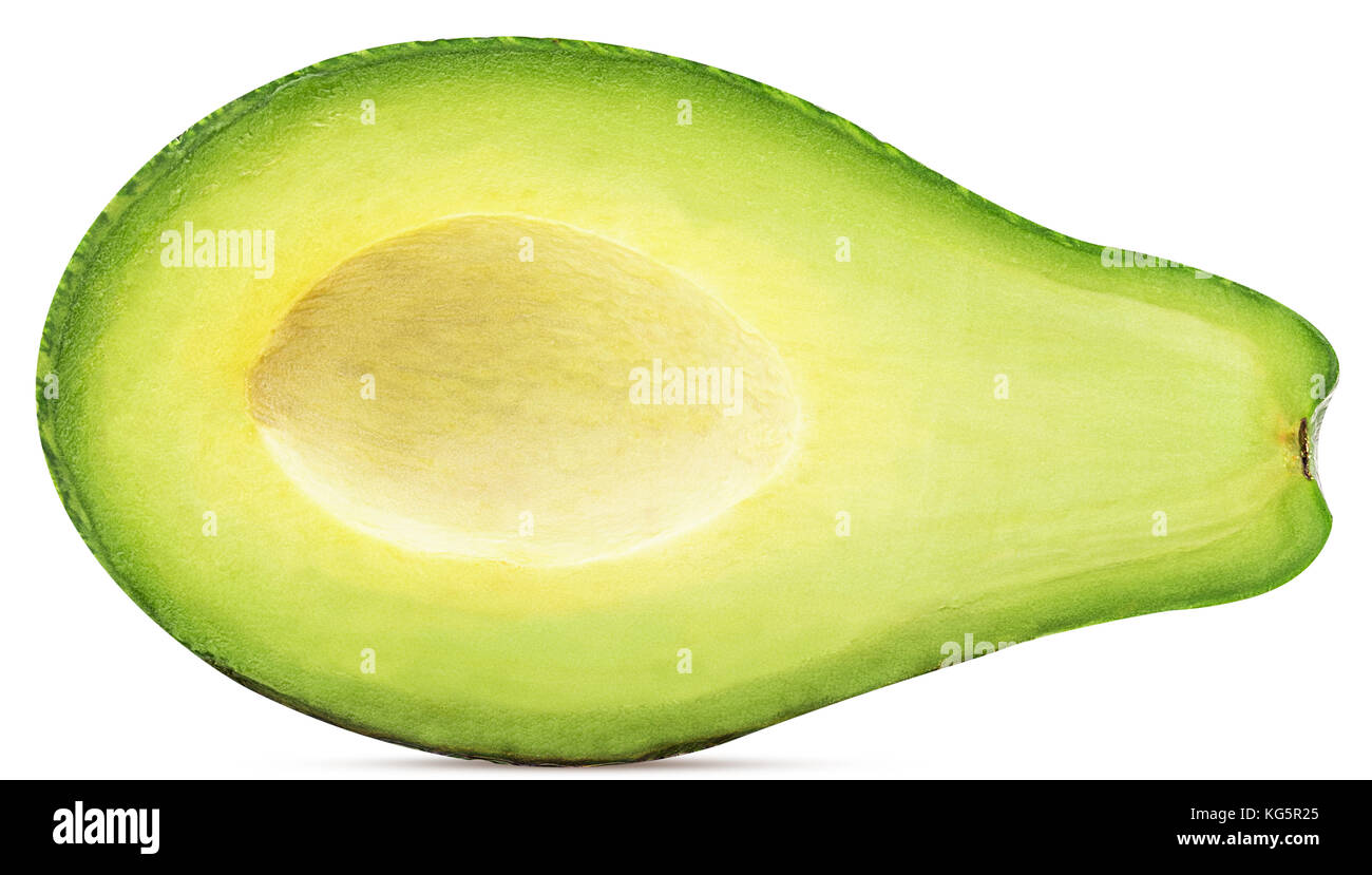 Avocado cut in half pitted isolated on white background Clipping Path ...