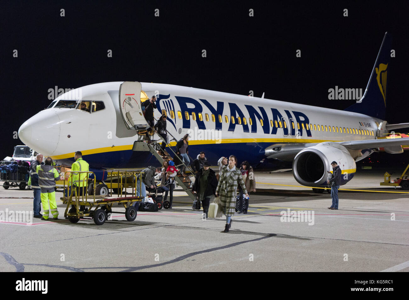 A Ryanair Boeing 737-800 aircraft parked at the Bratislava airport ...