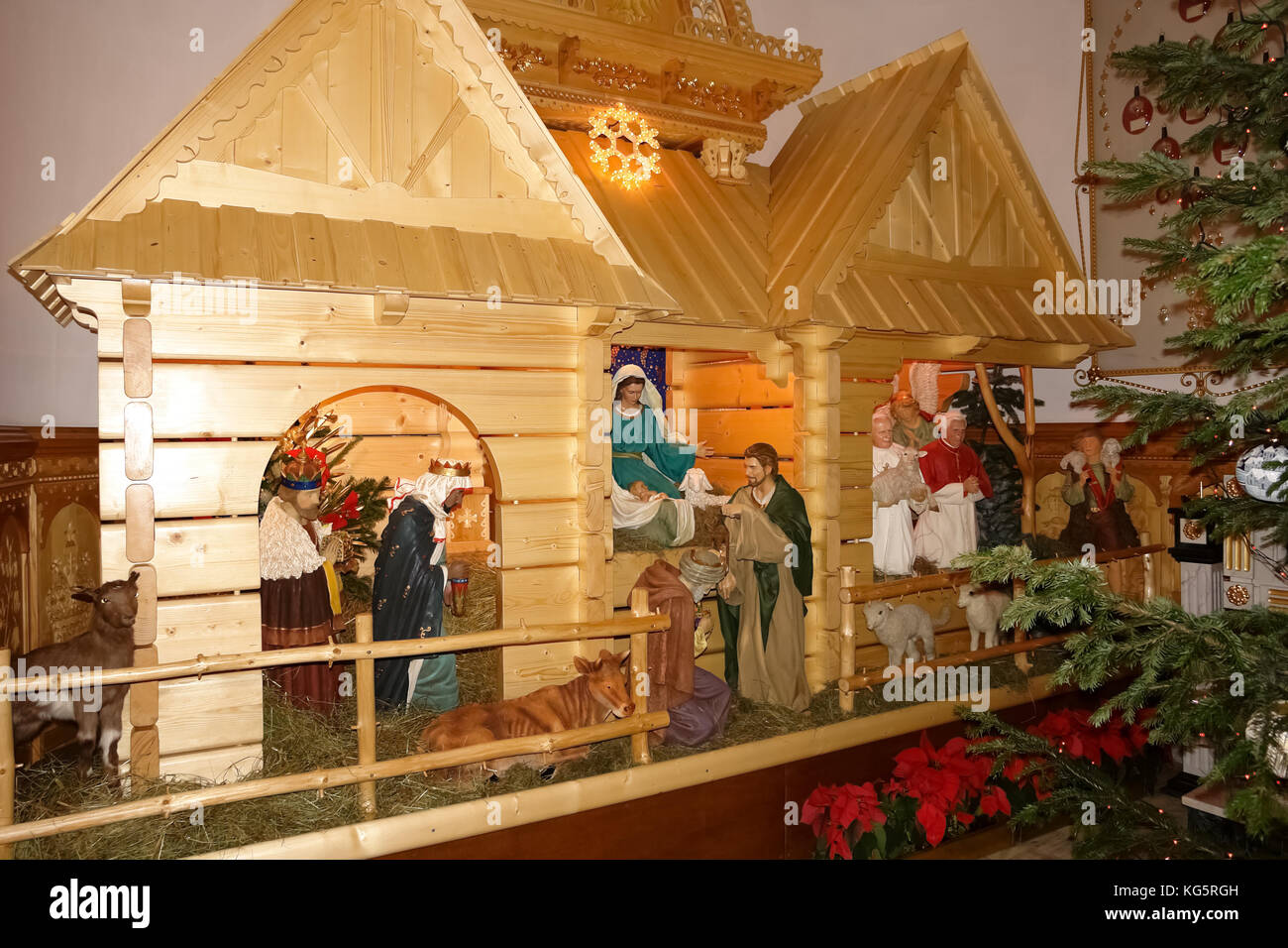 Zakopane, Poland - January 10, 2009: Christmas nativity scene in the ...