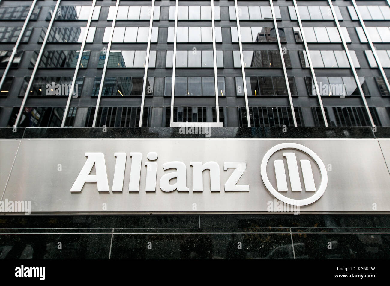 Allianz sign by the building on Broadway there the company's offices ...