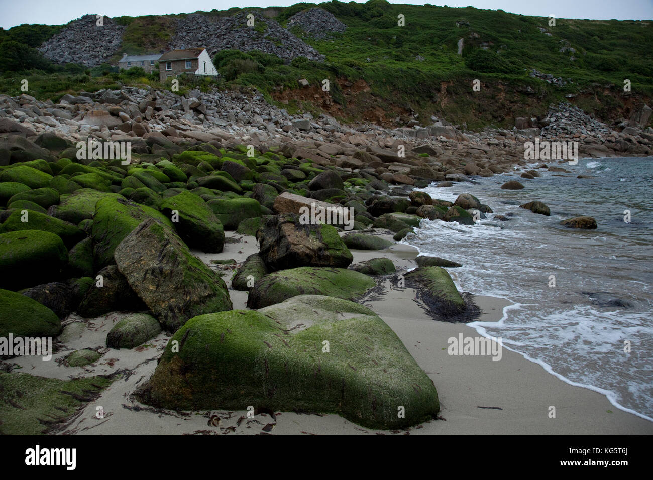 The English countryside meets the sea in Lamorna Cove, Cornwall Stock ...