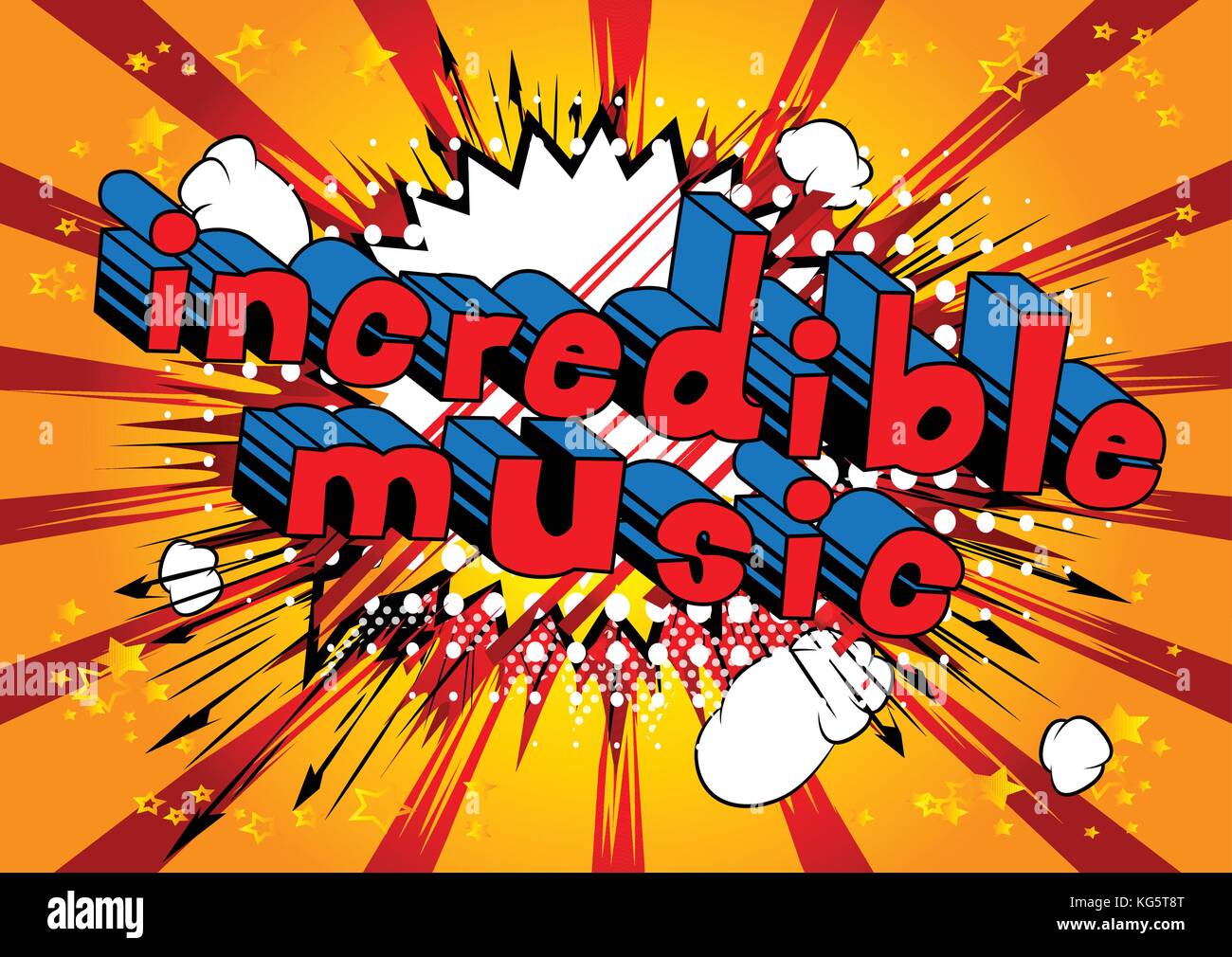 Incredible Music - Comic book style word on abstract background Stock ...