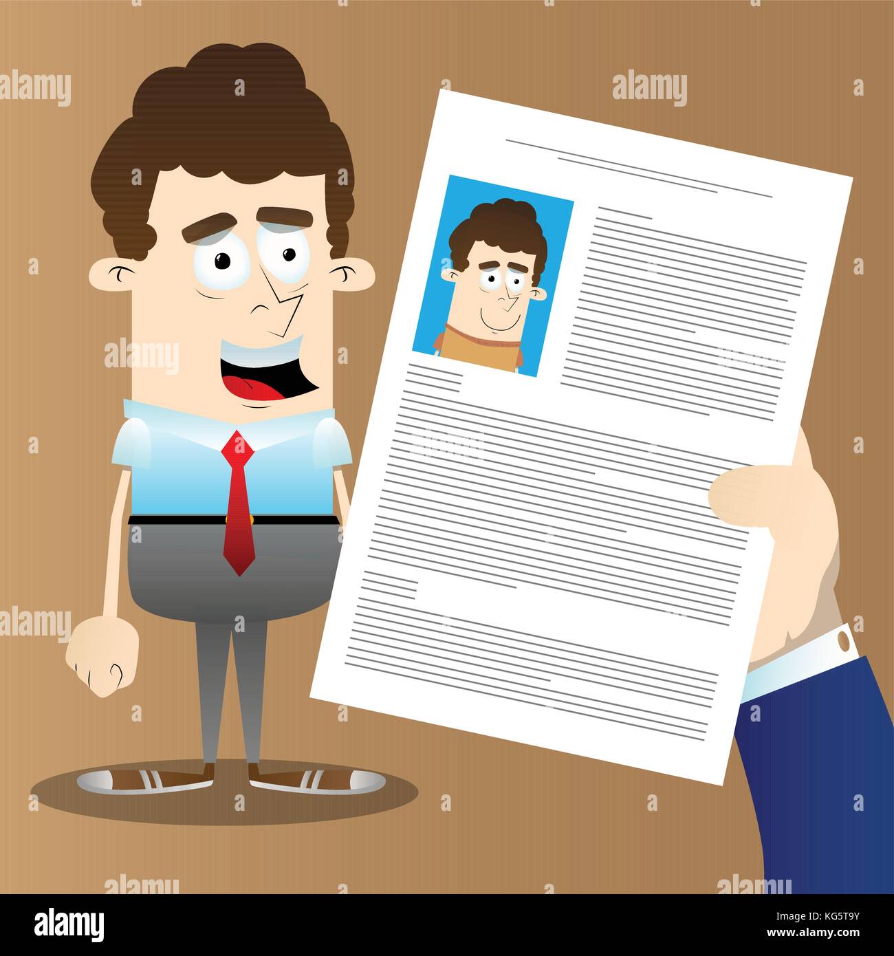 Businessman hand holding CV Profile of candidate. Vector cartoon ...