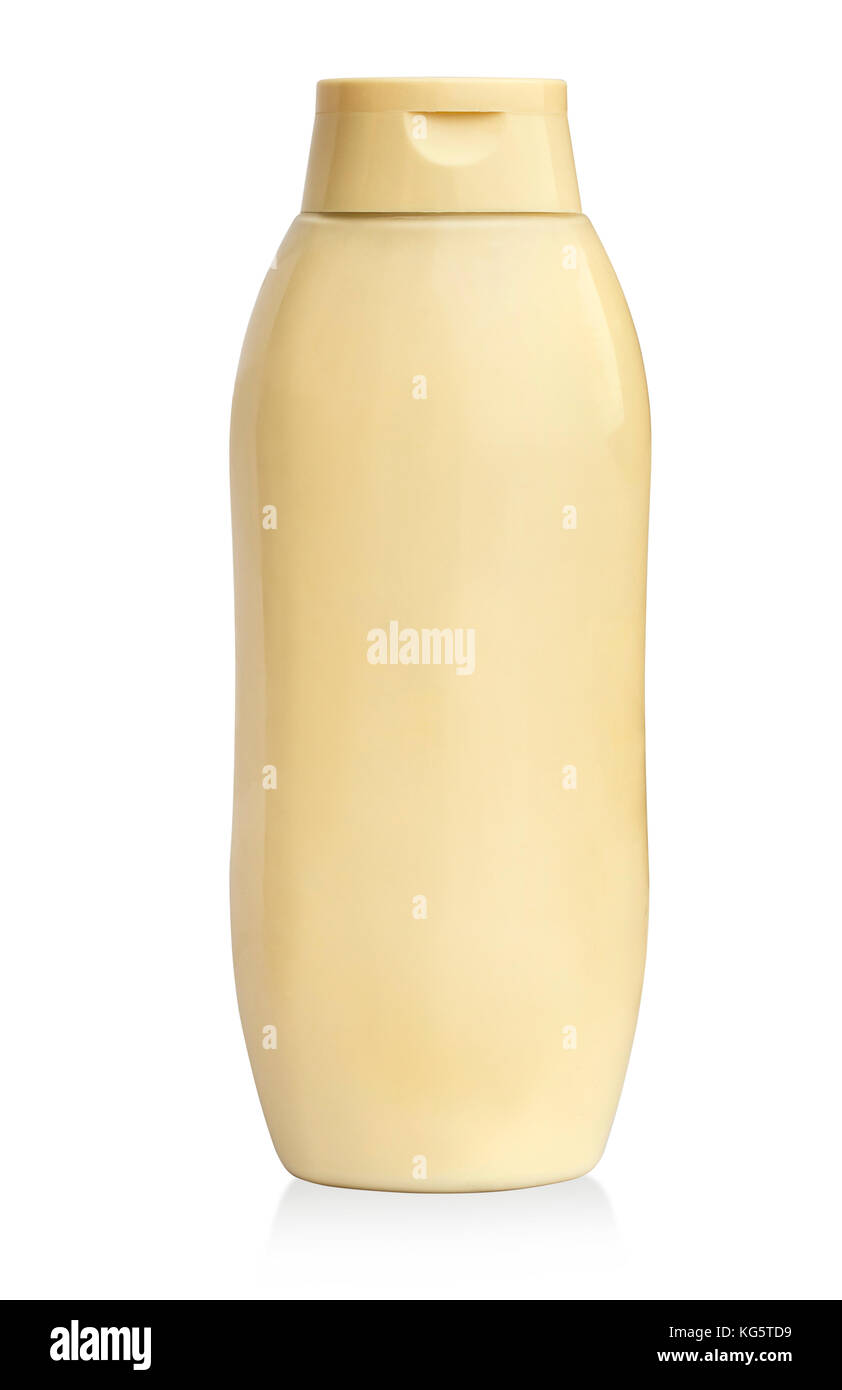 Plastic bottle with mayonnaise or remoulade sauce isolated with ...