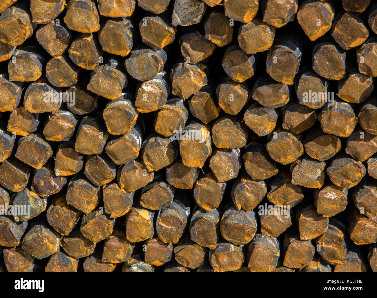 Background texture of steel rods used in construction to reinforce ...