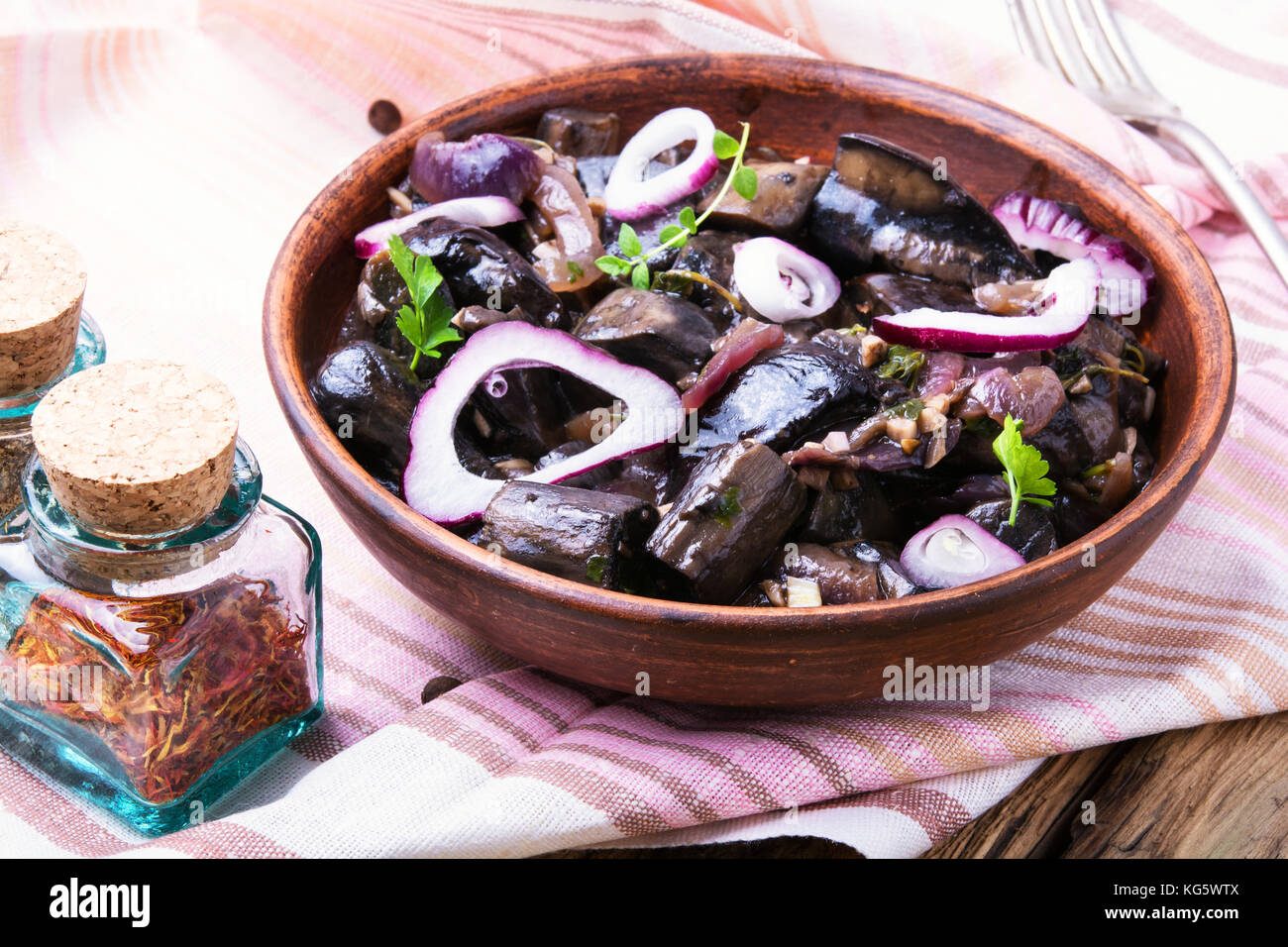 Dish snack with pickled mushrooms with spices.Traditional Russian Food ...