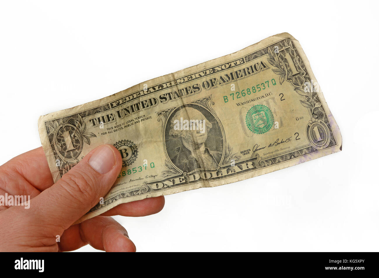 One dollar bill - white background - closeup Stock Photo - Alamy