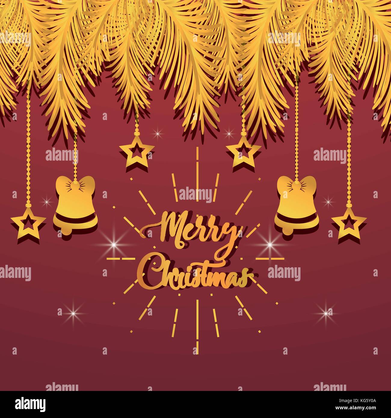 merry christmas balls hanging with branches design vector illustration ...