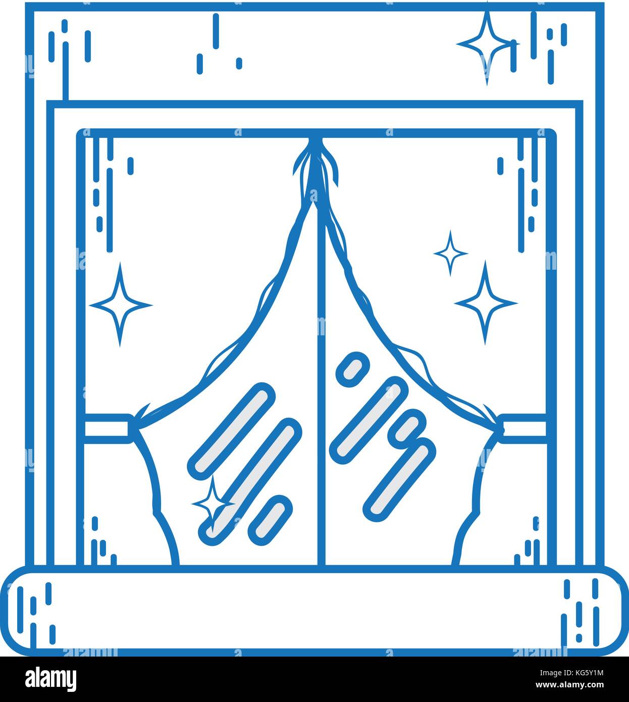 line house window clean with curtains design vector illustration Stock ...