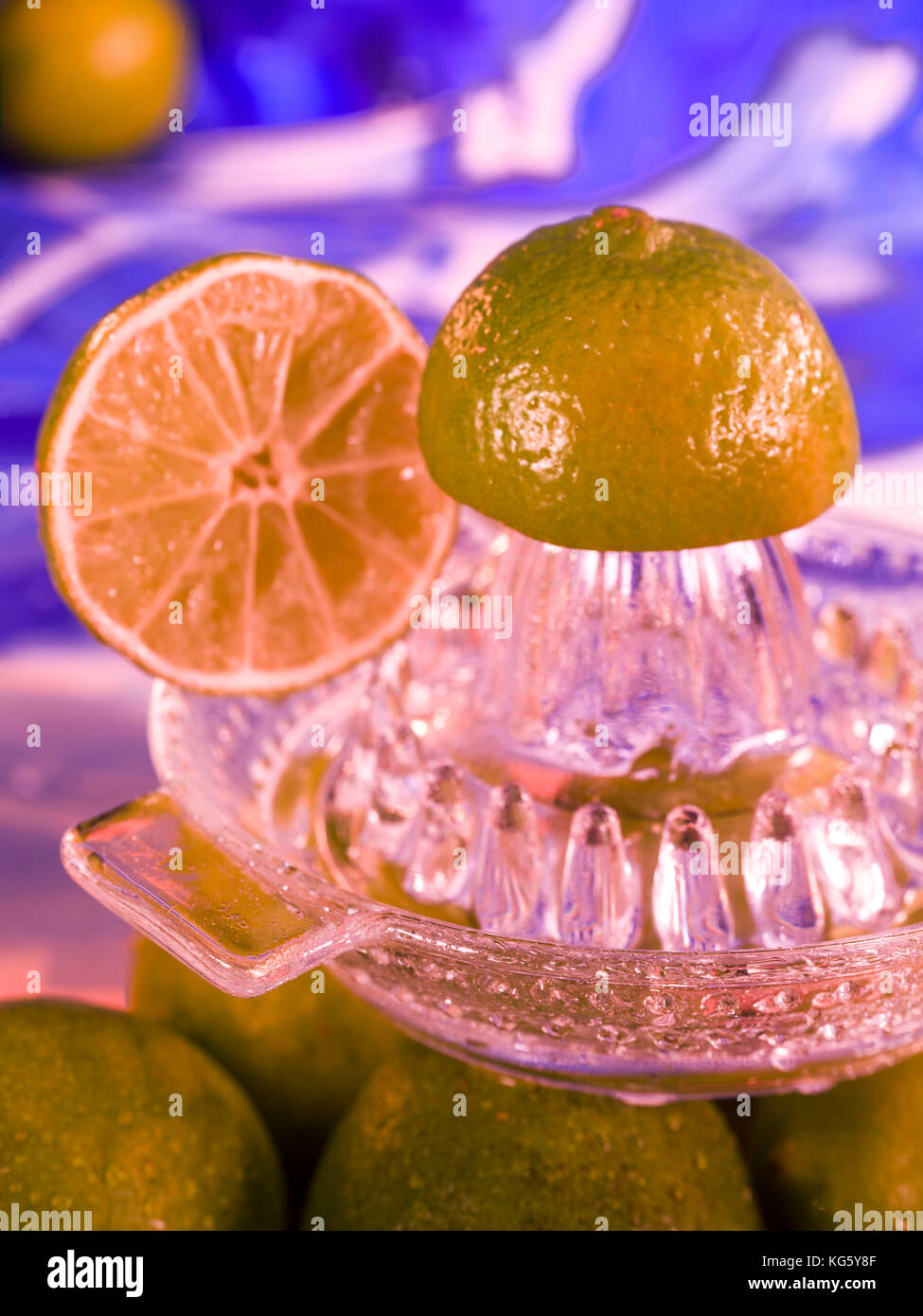 Limes and lime squeezer still-life Stock Photo - Alamy