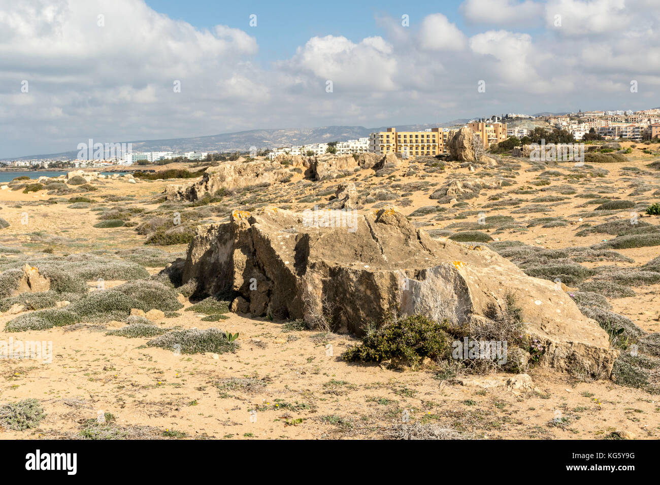 Lone rock in Cyprus landscape, Paphos Stock Photo - Alamy