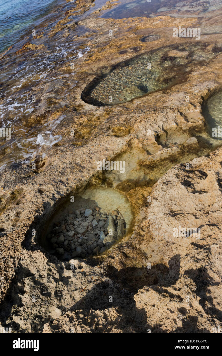 Abstract of rock formation and sea, Paphos, Cyprus, Mediterranean Stock ...