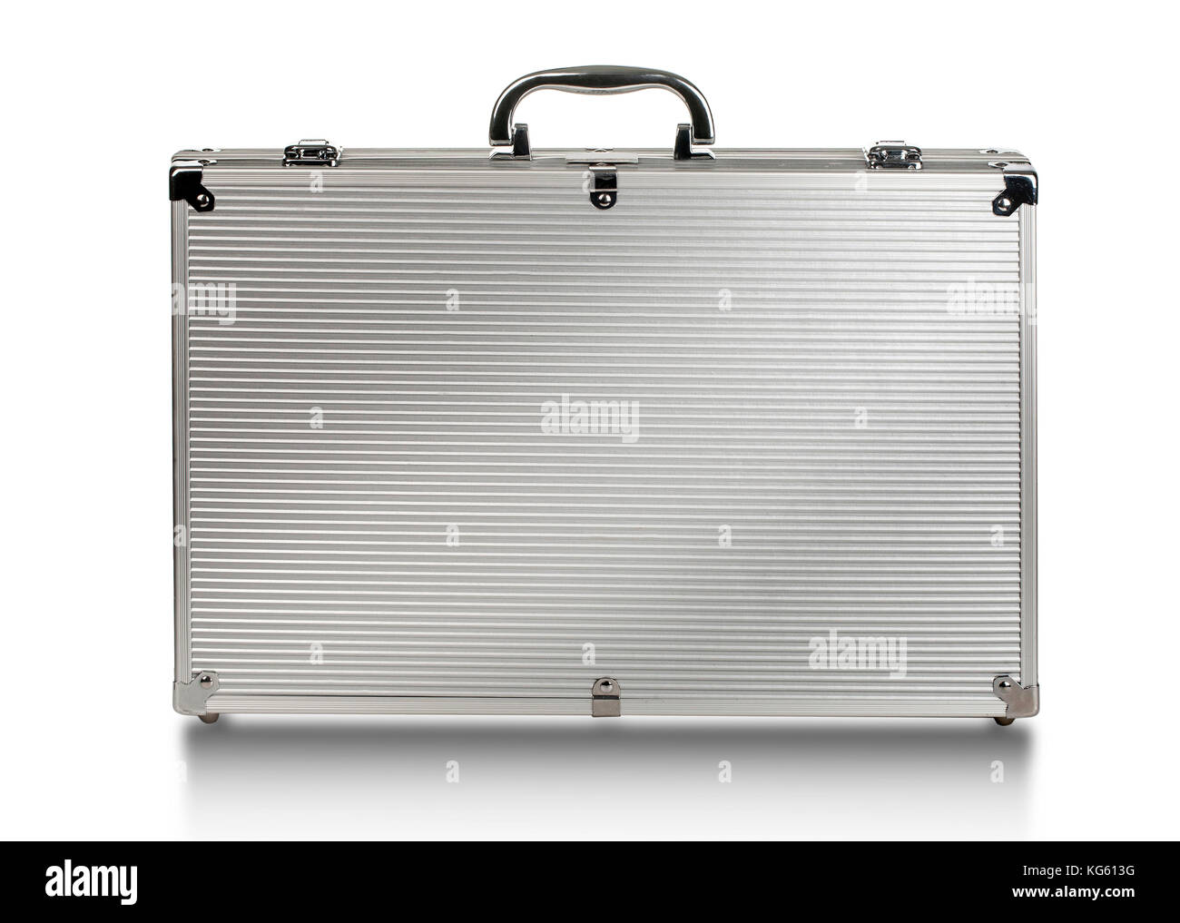 metallic suitcase isolated on white background Stock Photo - Alamy