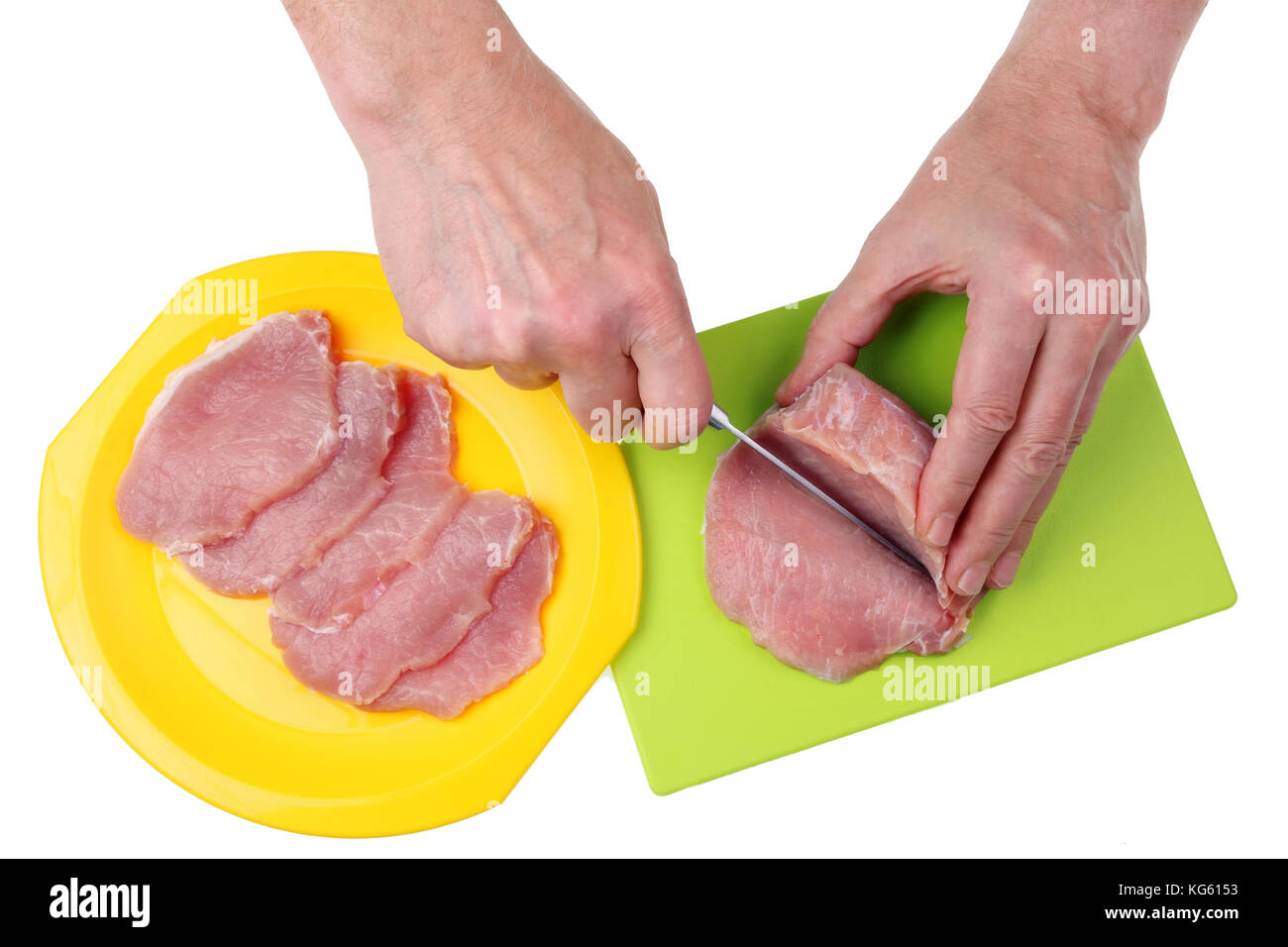 Chef preparing meat on Cut Out Stock Images & Pictures - Alamy