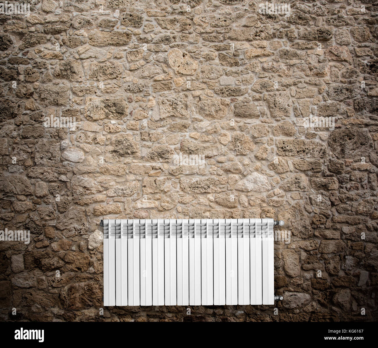 wall hang an radiator in working in the wall Stock Photo - Alamy