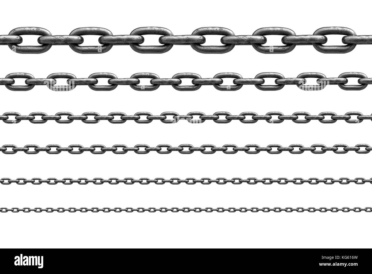 different sizes of stainless chain isolated on white background Stock ...