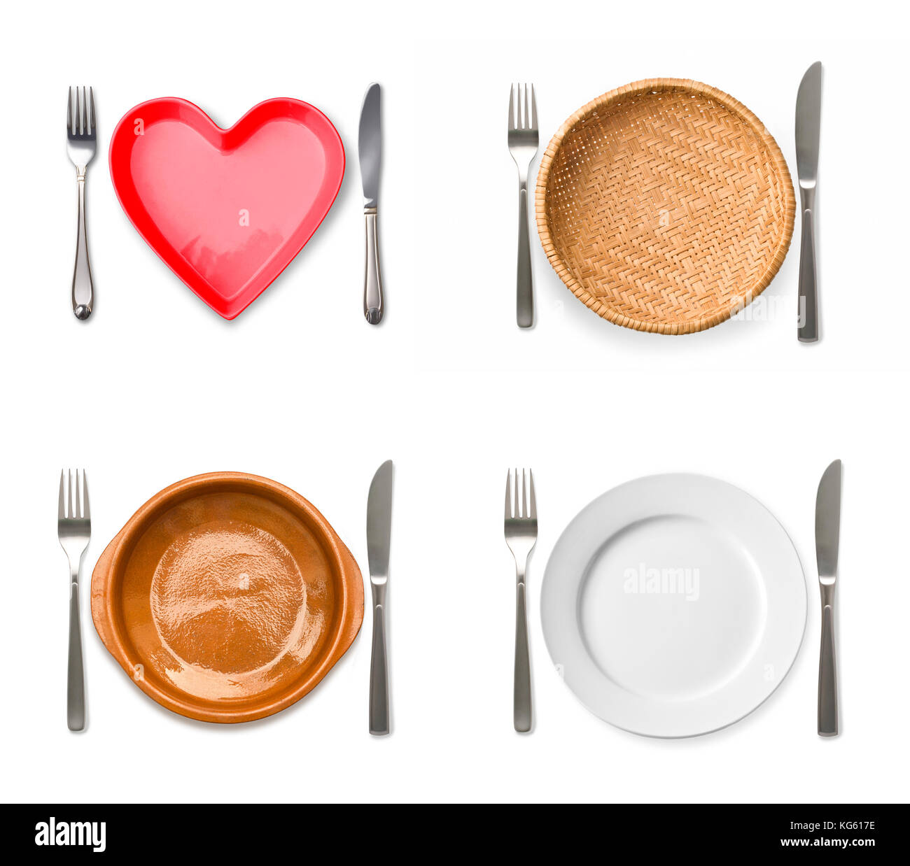 Different tableware isolated on white background Stock Photo - Alamy