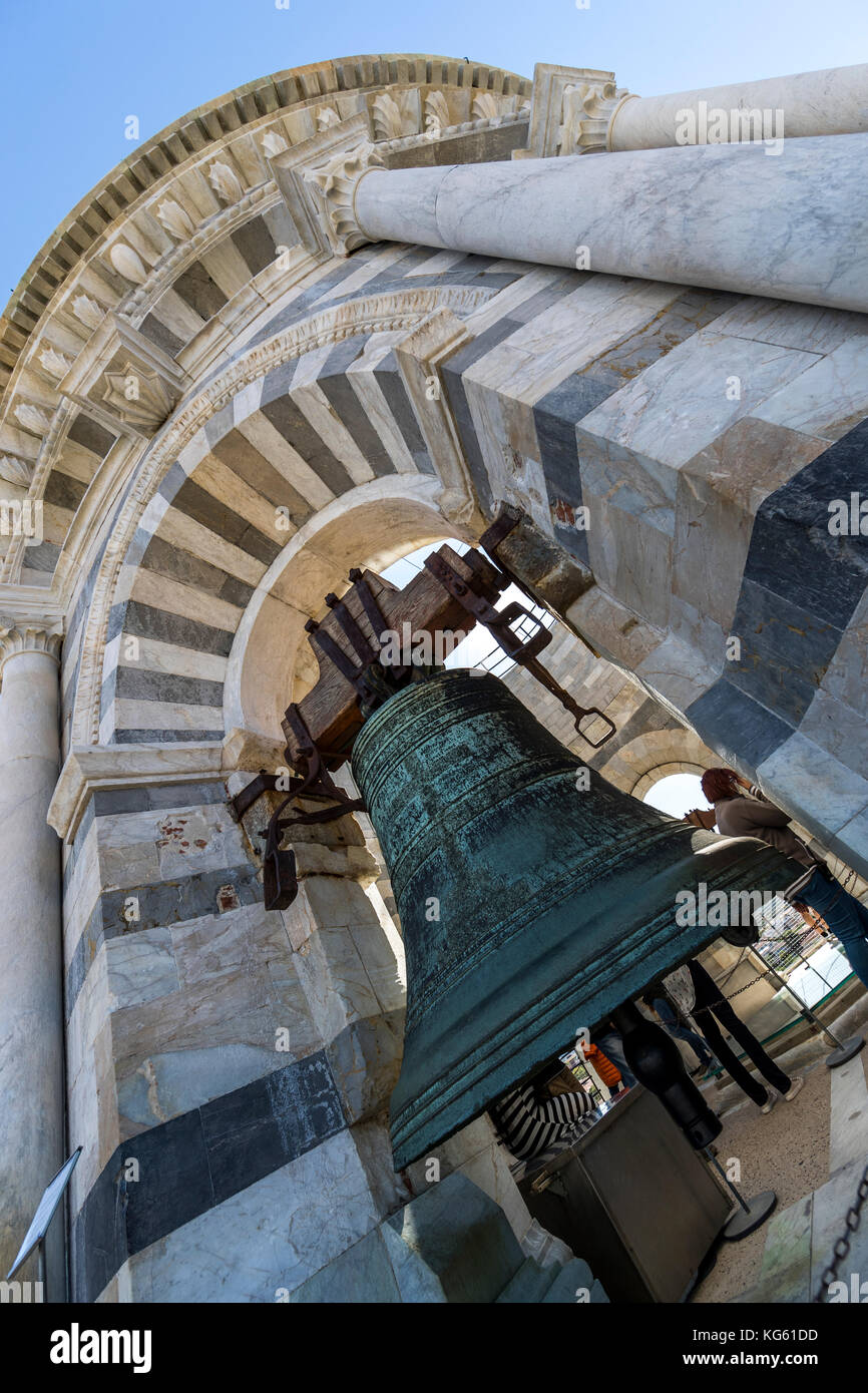 The Bell Tower or campanile, of the Leaning Tower of Pisa, Italy Stock ...