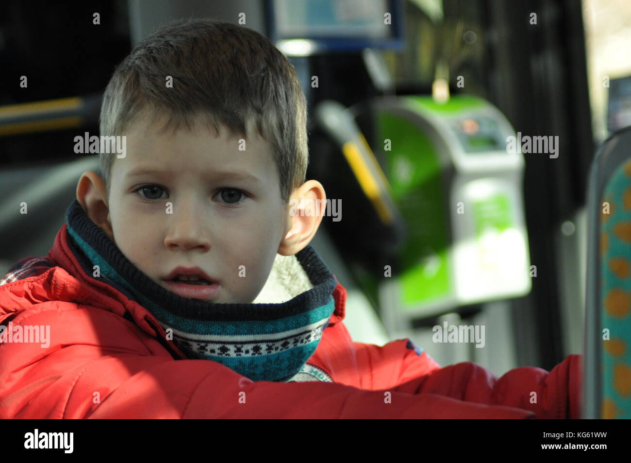 Boy watching the city through the window subway Stock Photo - Alamy