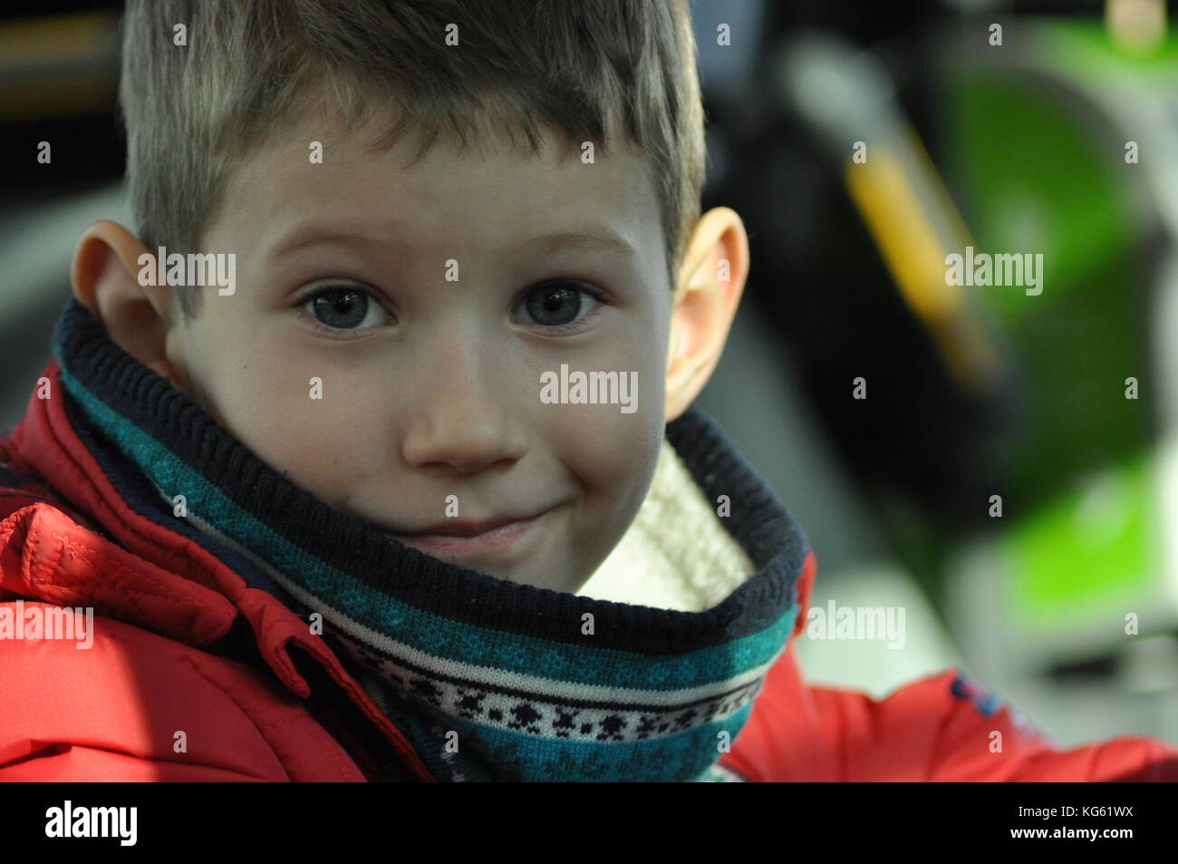 Boy watching the city through the window subway Stock Photo - Alamy