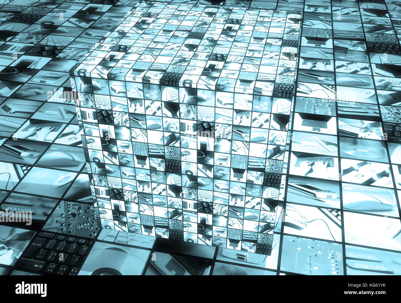 technology screens on a cube Stock Photo - Alamy