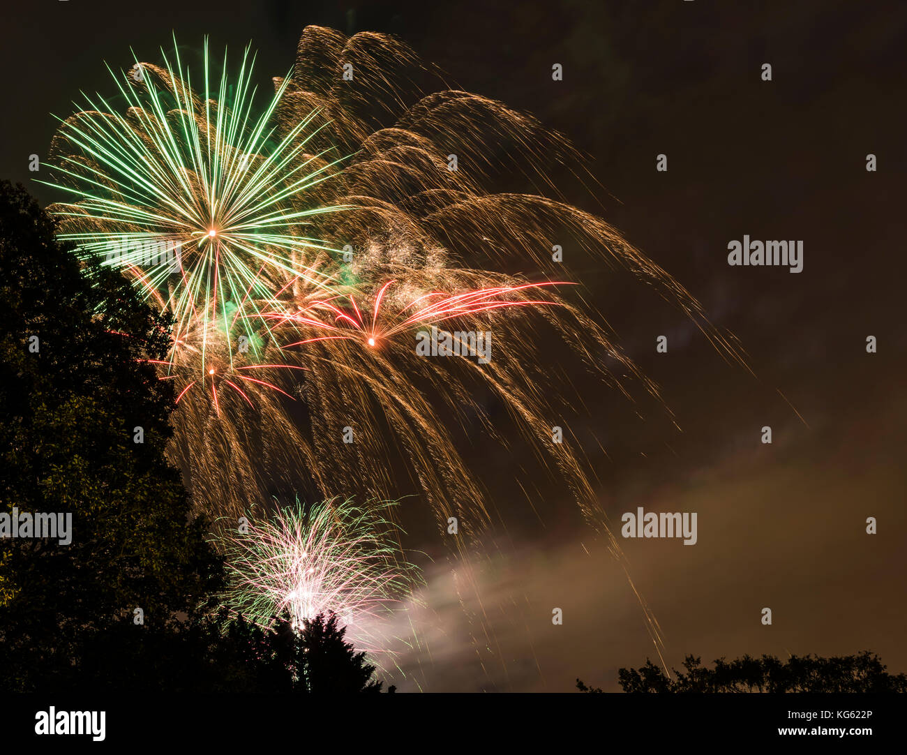 Fireworks and smoke on Bonfire Night, north London, UK Stock Photo - Alamy