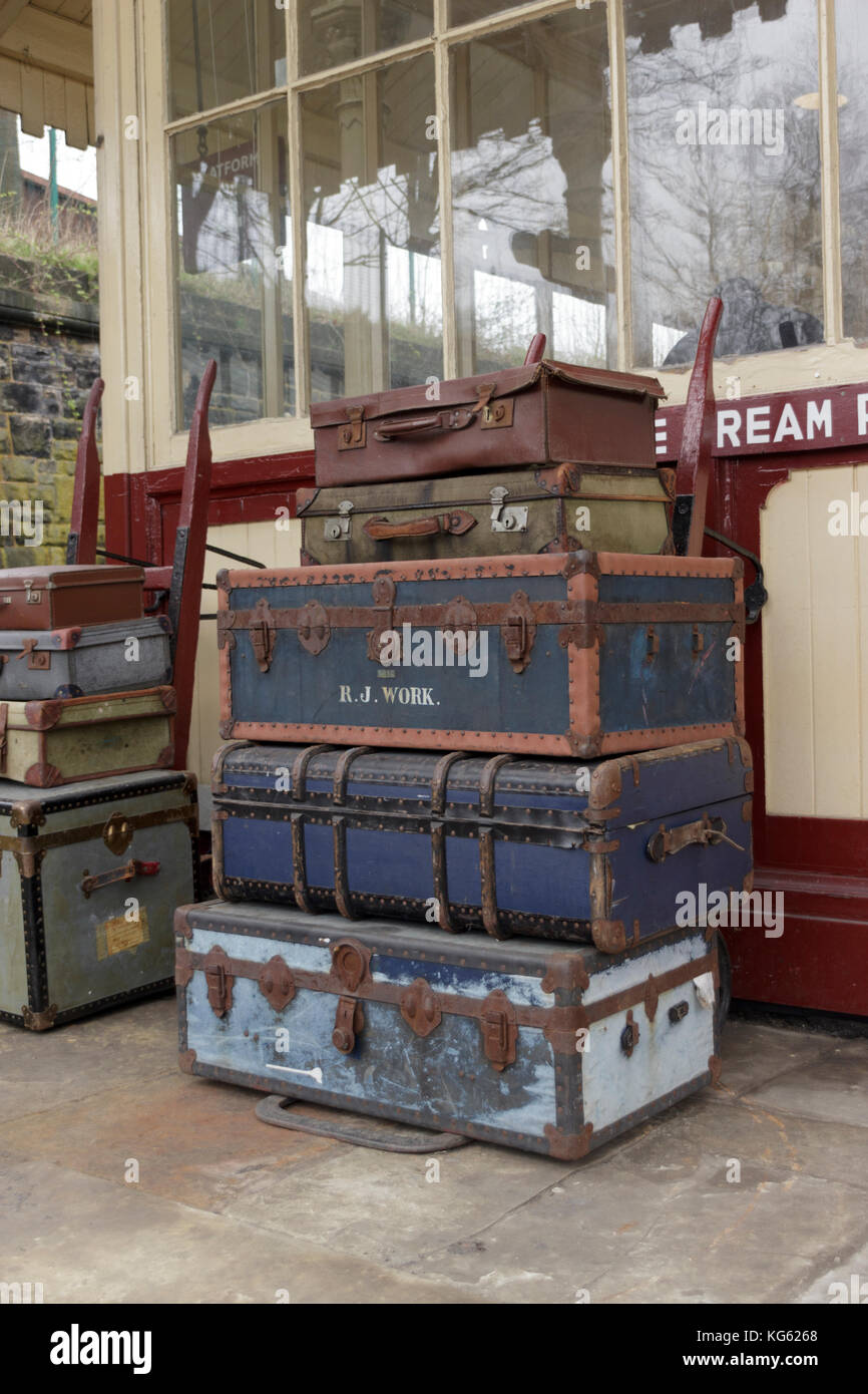 Luggage on Bury Bolton Street station Stock Photo - Alamy