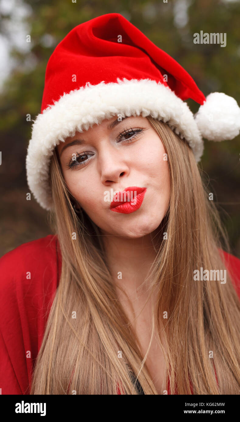 Christmas red lips hi-res stock photography and images - Alamy