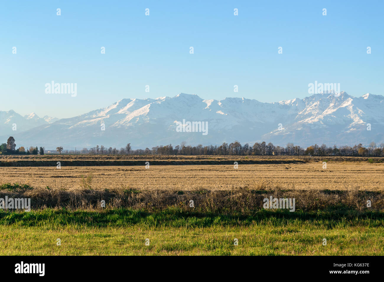 landscape of the Italian countryside of the Po valley, Novara and ...