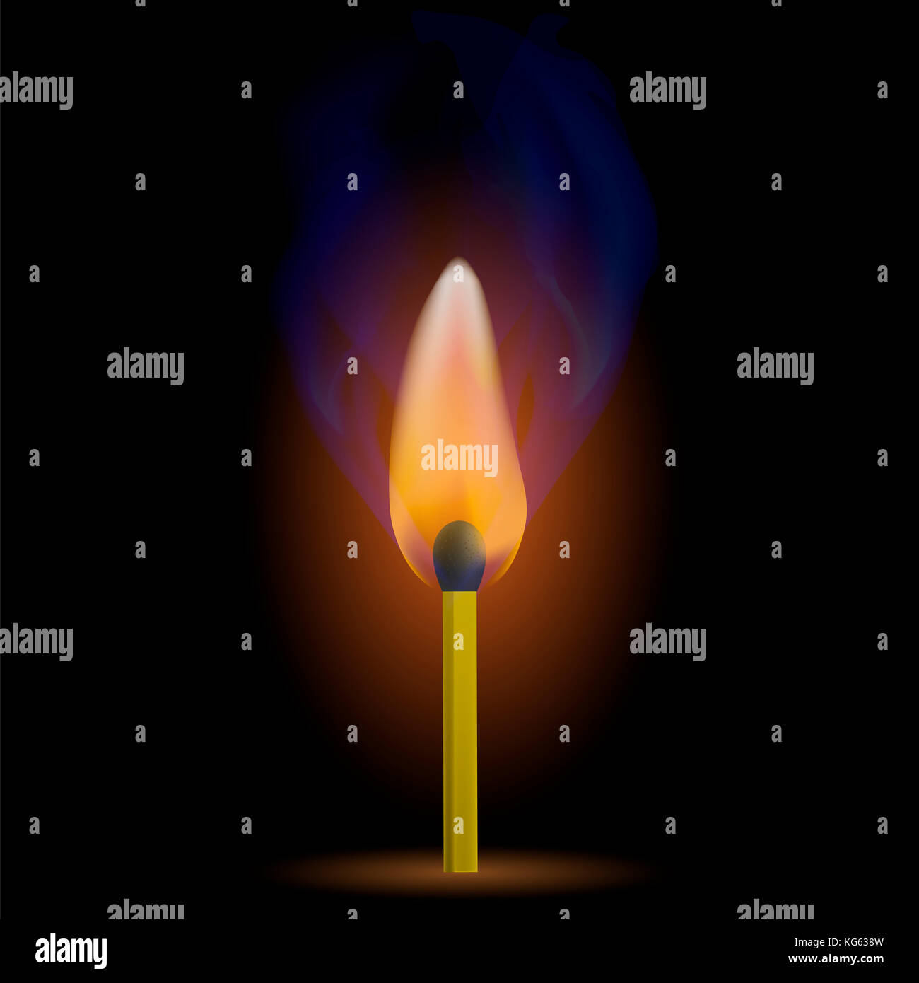 Burning Match with Fire Flame Stock Photo - Alamy