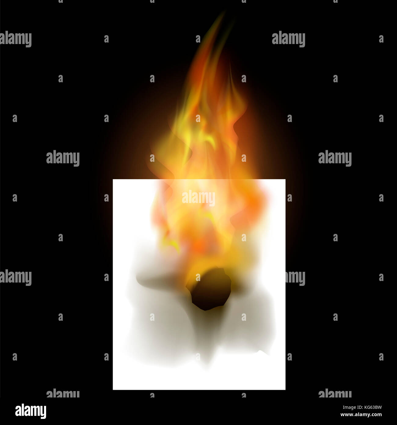Burning White Paper with Fire Flame Stock Photo - Alamy