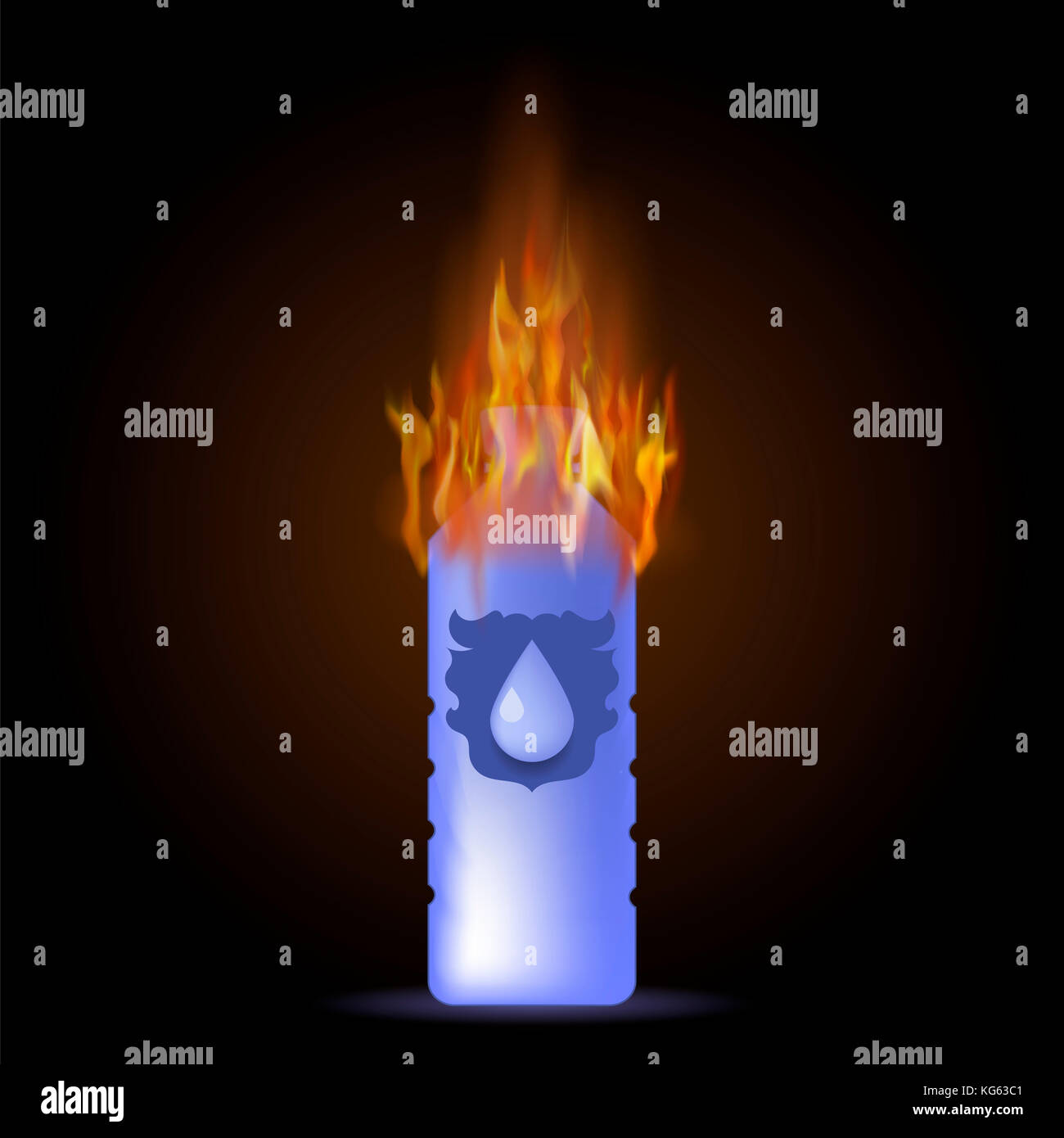 Burning Mineral Water Plastic Bottle Stock Photo - Alamy